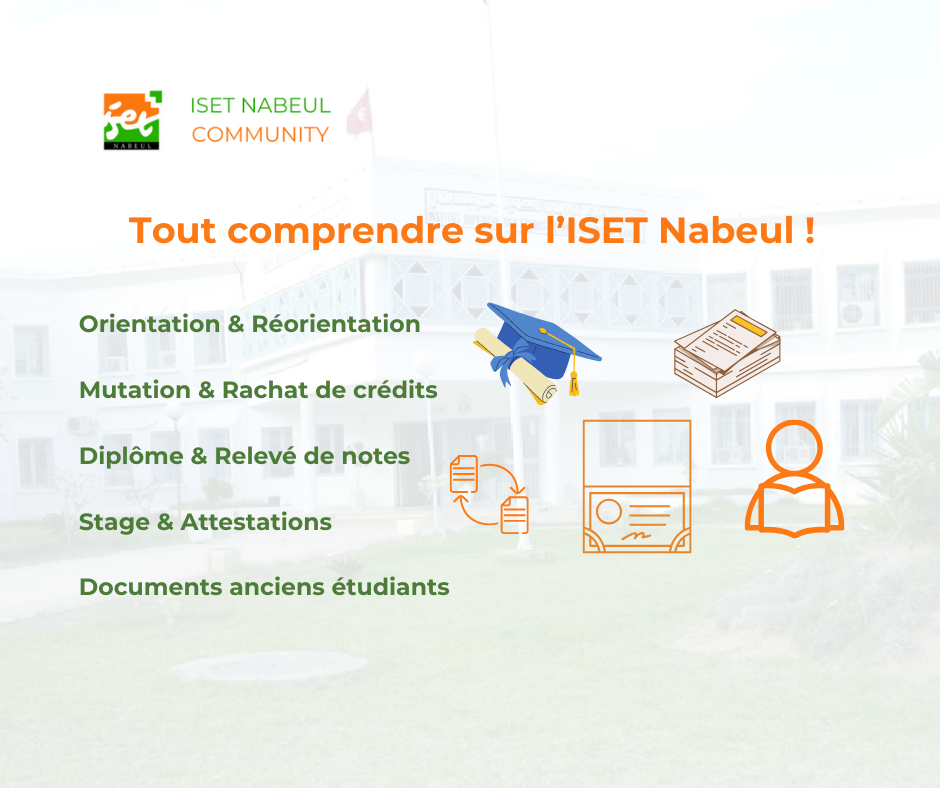 ISET Nabeul : Orientation, Mutation, Crédits et Diplôme – Session ...